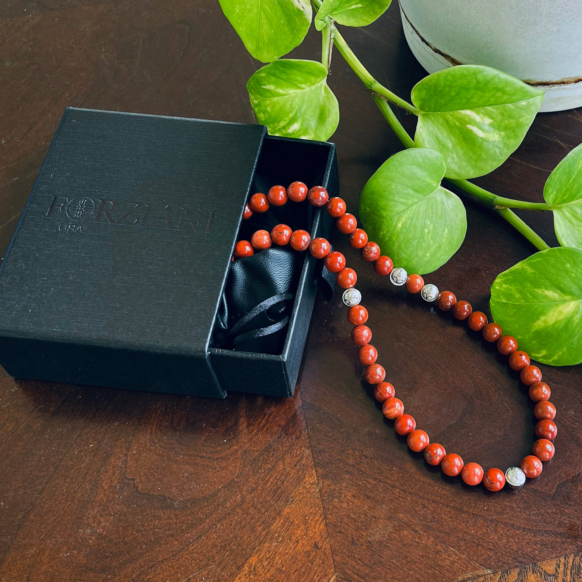 Summit Men s Beaded Necklace Red Jasper